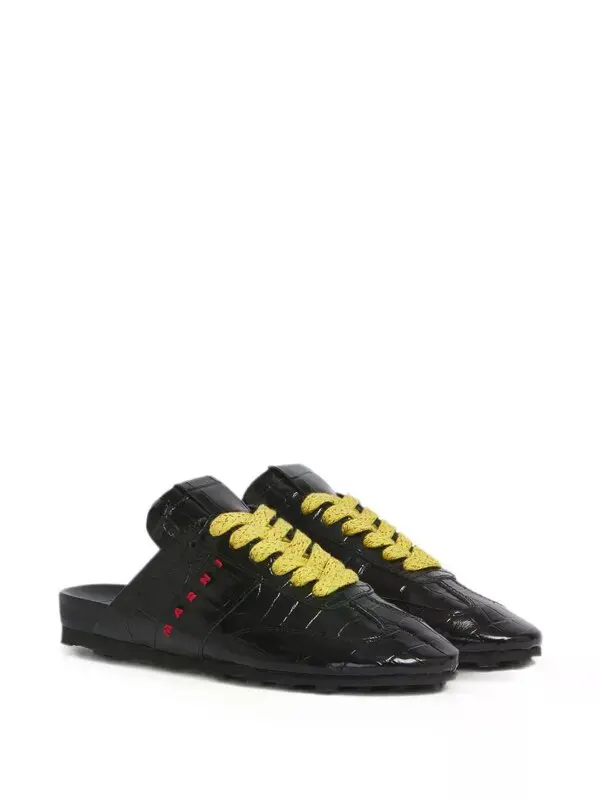 Marni Croc-effect Leather Softy Soccer Slip-on Sneakers - Black