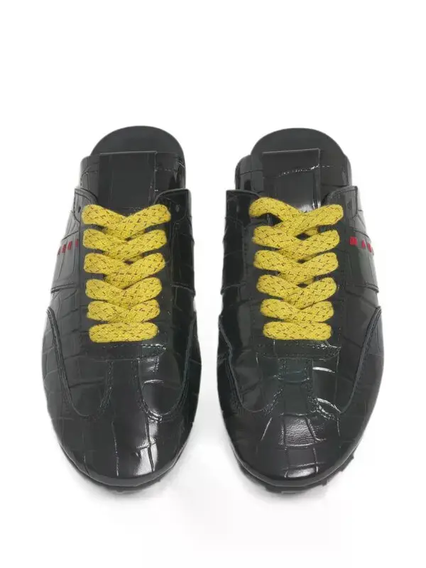 Marni Croc-effect Leather Softy Soccer Slip-on Sneakers - Black