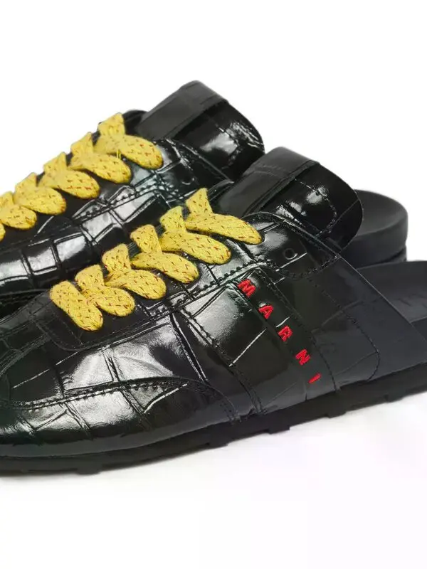 Marni Croc-effect Leather Softy Soccer Slip-on Sneakers - Black