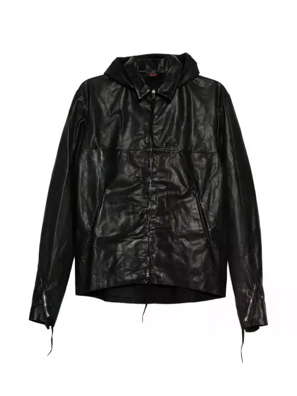 MA+ Detachable Hood Leather Biker Jacket