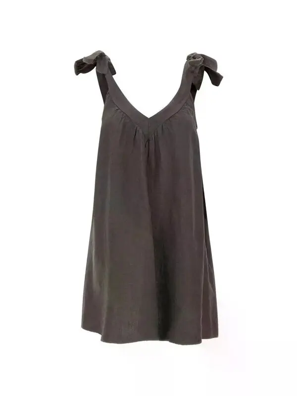 KAOS Tie-shoulder Gathered Mini Dress - Grey