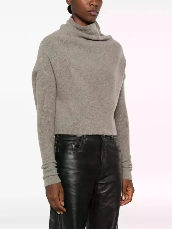 Rick Owens High-neck Ribbed-sleeve Sweater
