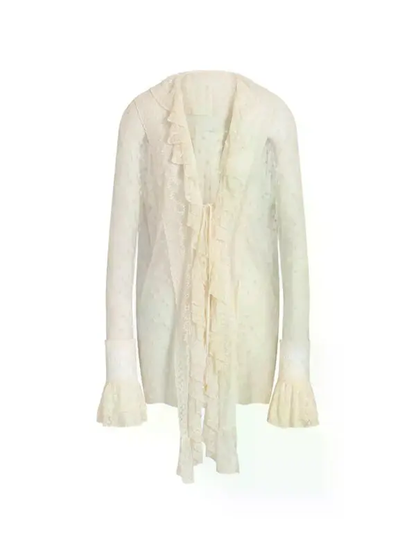 Alberta Ferretti Ruffled Lace Polka Dot Blouse