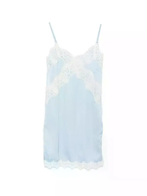 VICOLO Lace Trim Satin Top
