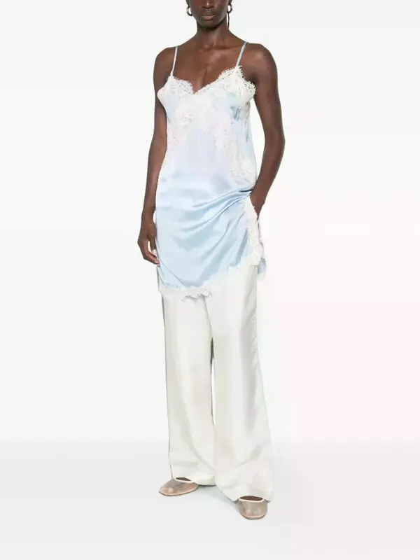 VICOLO Lace Trim Satin Top