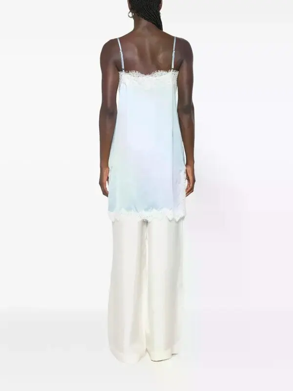 VICOLO Lace Trim Satin Top