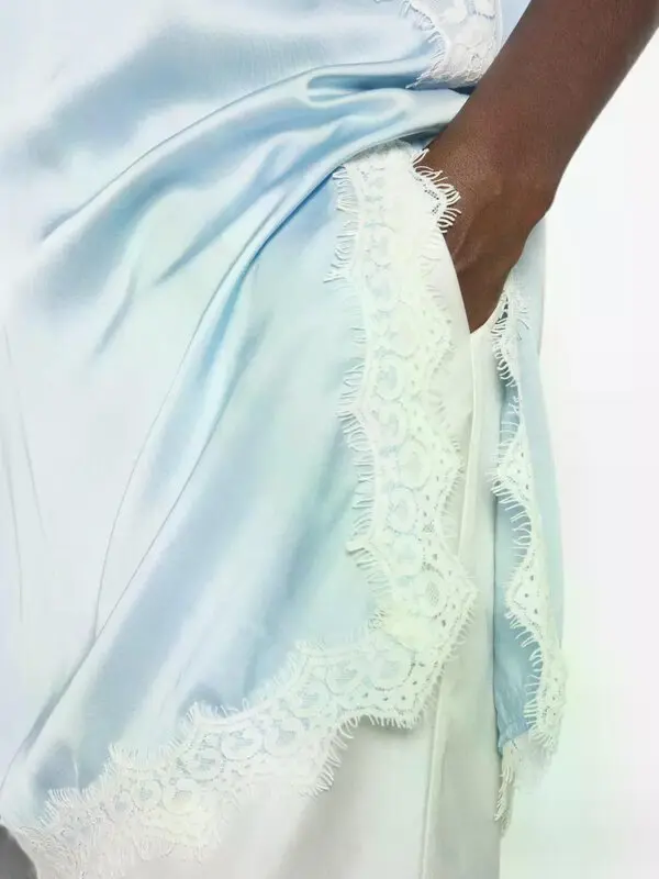 VICOLO Lace Trim Satin Top
