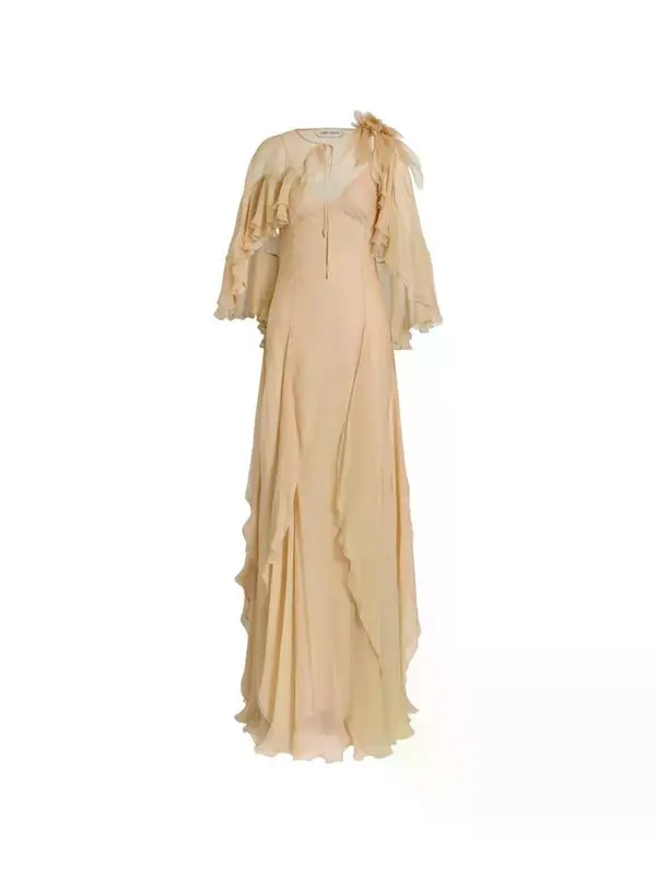 Alberta Ferretti Ruffled Silk Maxi Dress