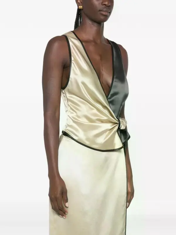 Nanushka Aisling Two-tone Knotted Top
