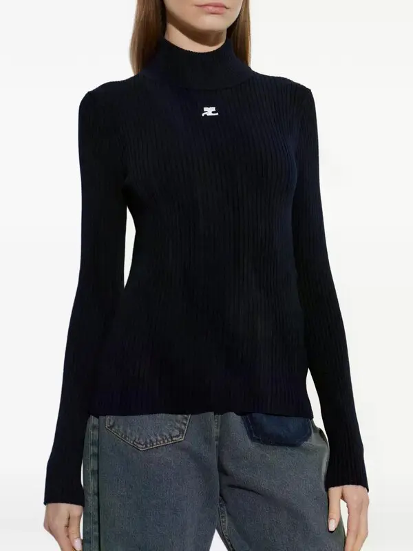 COURREGES Logo Patch High Neck Sweater