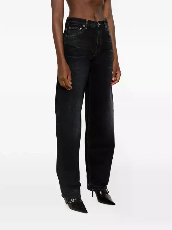 HAIKURE Faded Barrel-leg Jeans - Blue