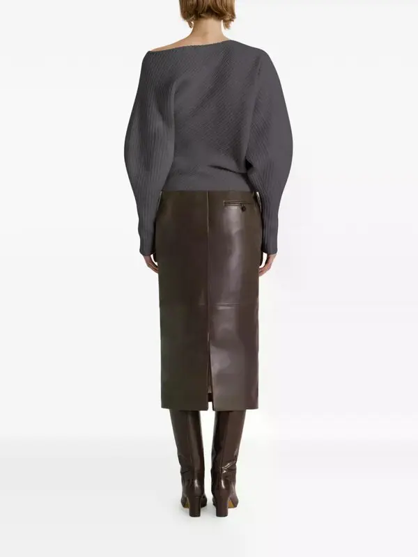 Alberta Ferretti Ribbed Sweater With Floral Appliqu