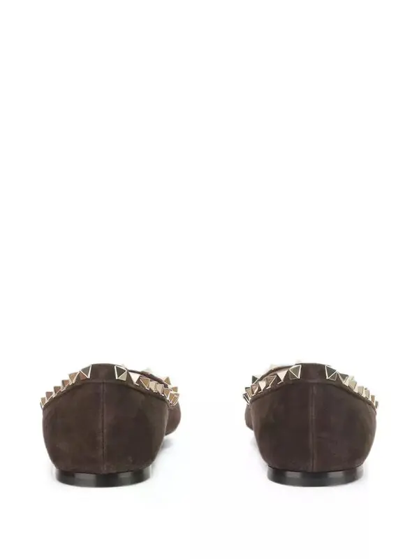 Valentino Garavani Rockstud Pointed-toe Ballet Flats - Brown