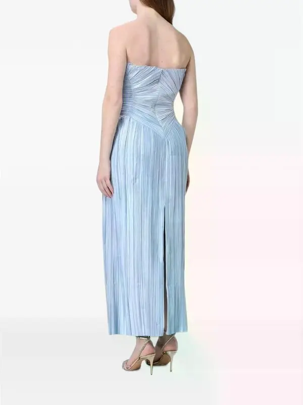 Cult Gaia Ashika Plissé Corset Midi Dress - Blue