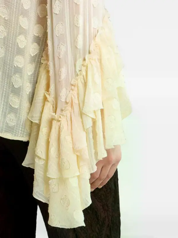 Etro Jacquard Fil Coupé Shirt With Ruffles