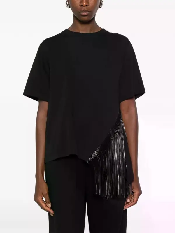 Sportmax Fringe Trim Crewneck T-shirt - Black