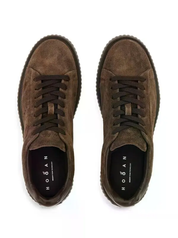 Hogan H-stripes Perforated Suede Sneakers - Brown