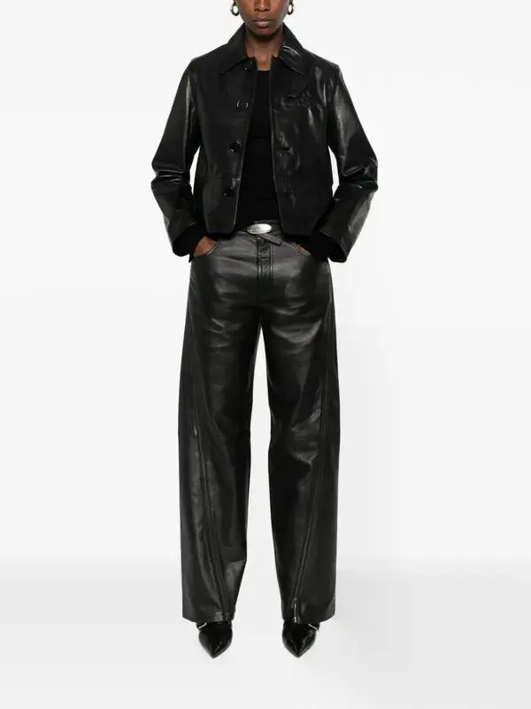 Zadig&Voltaire Embossed Logo Leather Button-up Jacket