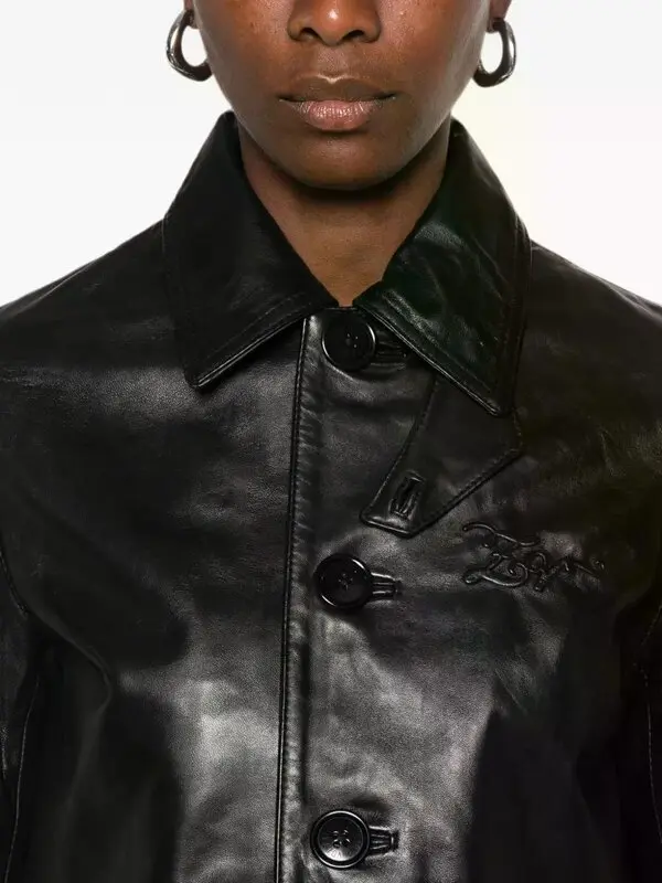 Zadig&Voltaire Embossed Logo Leather Button-up Jacket