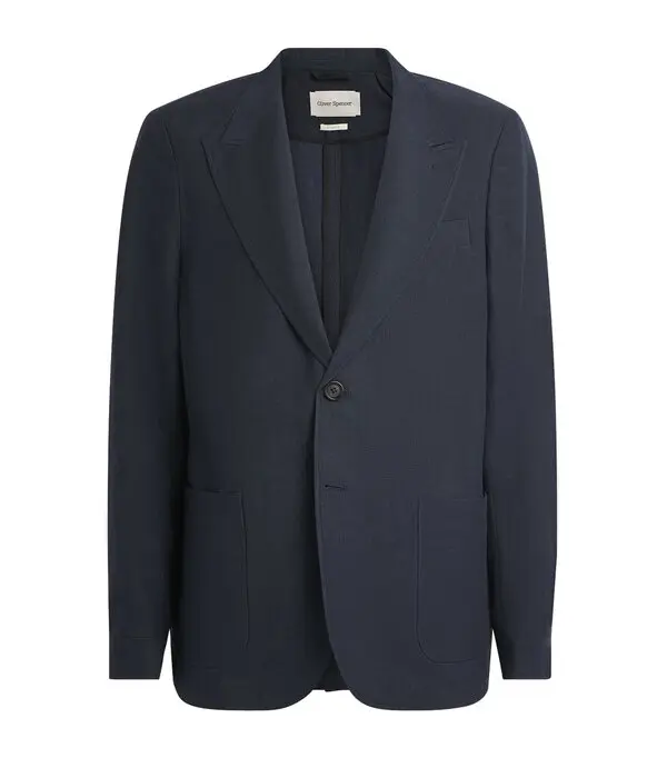 Oliver Peoples Linen-wool-cotton Finsbury Blazer - Navy