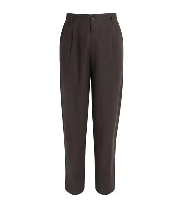 Oliver Peoples Linen-cotton Morton Pleated Trousers - Brown