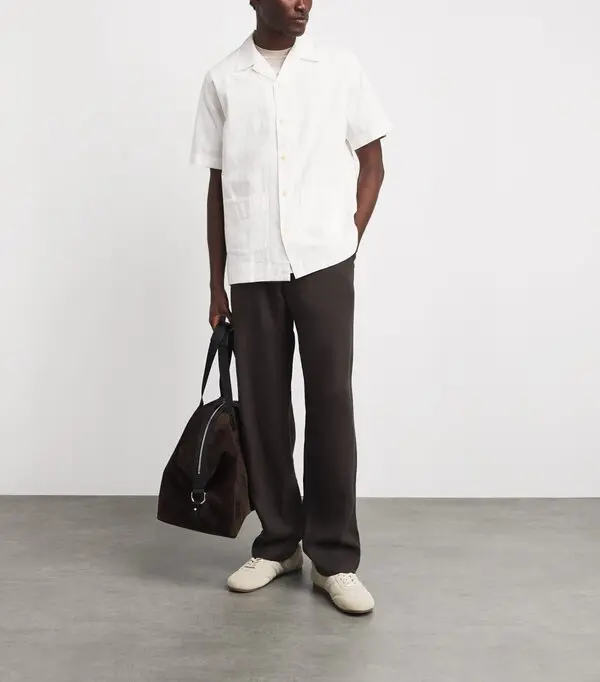 Oliver Peoples Linen-cotton Morton Pleated Trousers - Brown