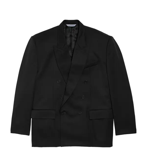 Balenciaga Wool Oversized Too Far Blazer - Black