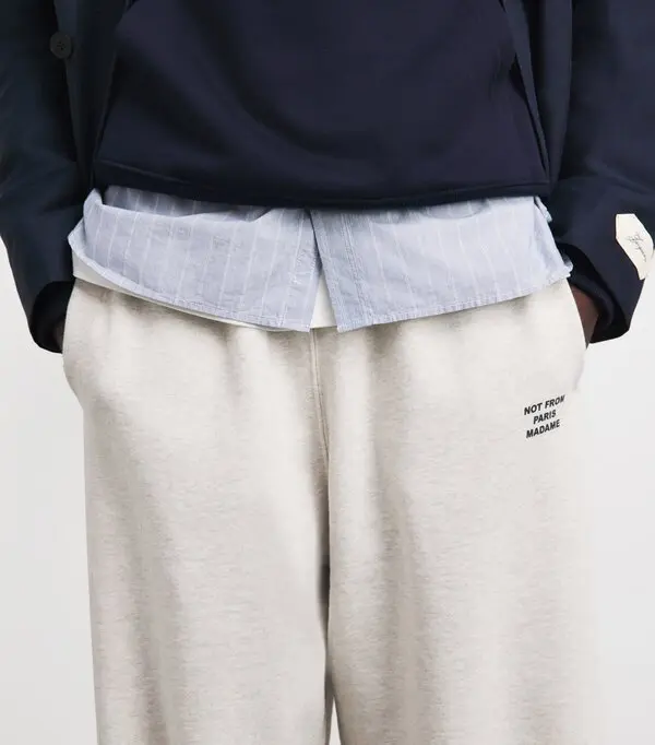 Drole De Monsieur Cotton Fleece Slogan Sweatpants