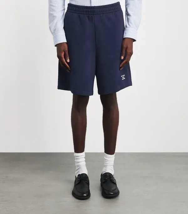 Drole De Monsieur Cotton Fleece Slogan Shorts