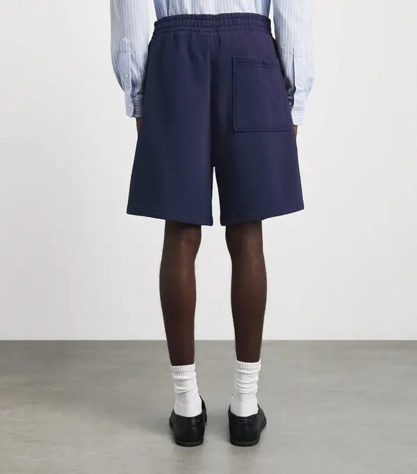 Drole De Monsieur Cotton Fleece Slogan Shorts