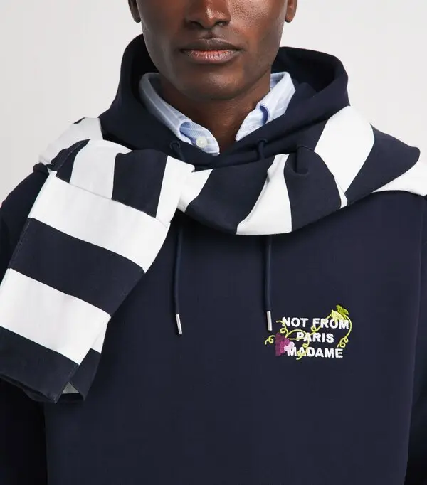 Drole De Monsieur Cotton Vine Slogan Hoodie - Navy