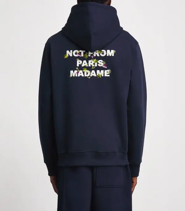 Drole De Monsieur Cotton Vine Slogan Hoodie - Navy