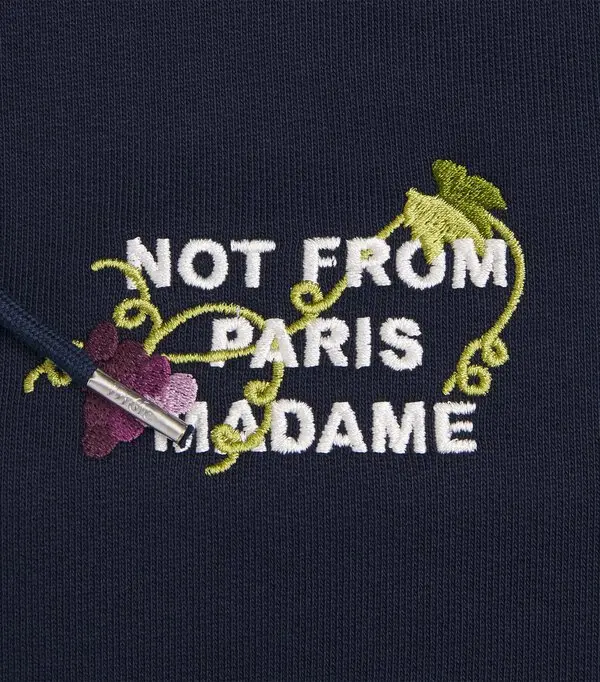 Drole De Monsieur Cotton Vine Slogan Hoodie - Navy