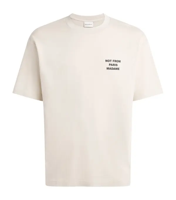 Drole De Monsieur Cotton Slogan T-shirt - Beige