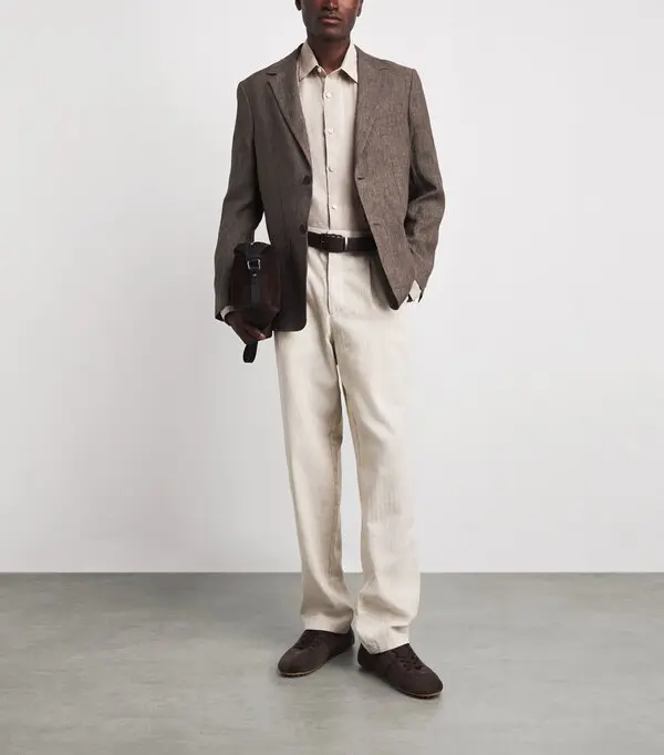 Sunspel Linen Shirt - Brown