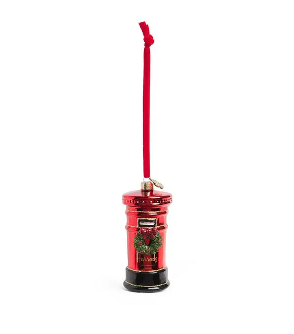 Harrods Wreath Post Box Tree Decoration - Red