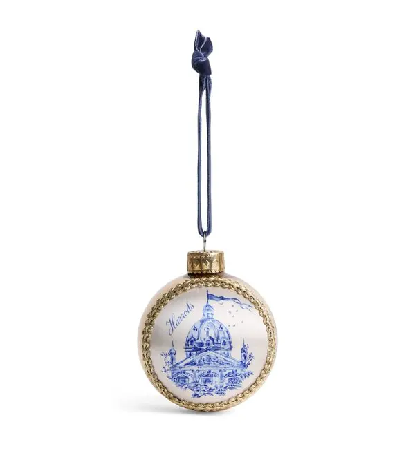 Harrods Silk Toile Face Bauble - Green