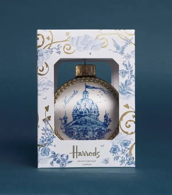 Harrods Silk Toile Face Bauble - Green