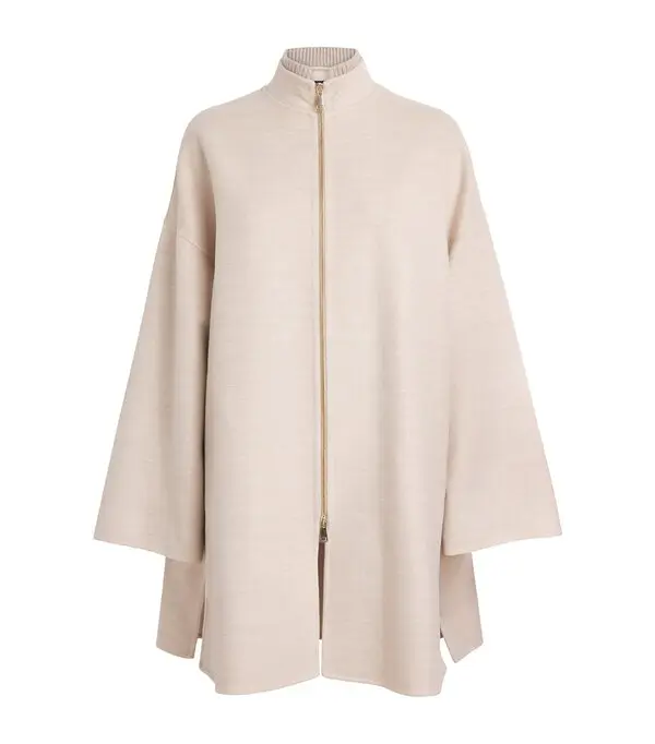 Fabiana Filippi Merino Wool Coat With Sequin Collar - Beige