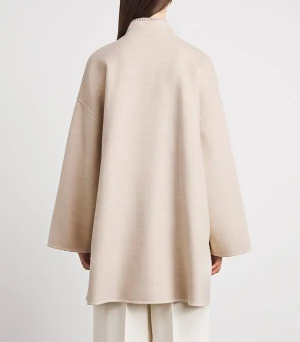 Fabiana Filippi Merino Wool Coat With Sequin Collar - Beige