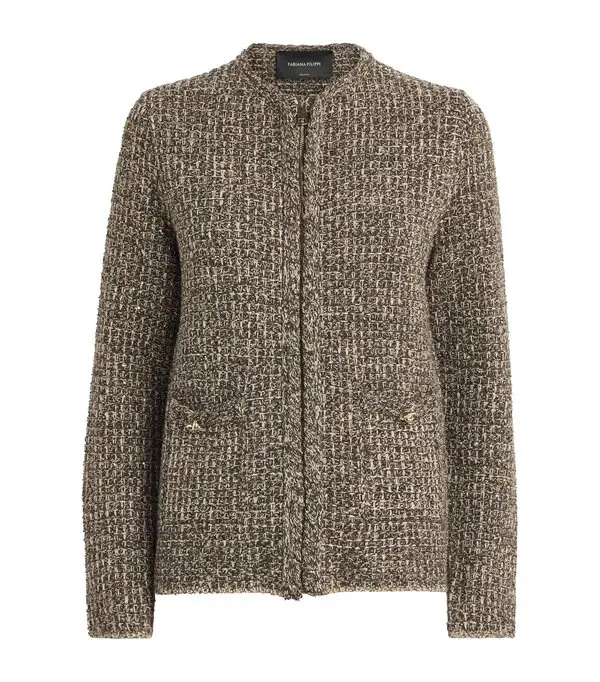Fabiana Filippi Embellished Zip-up Cardigan - Brown