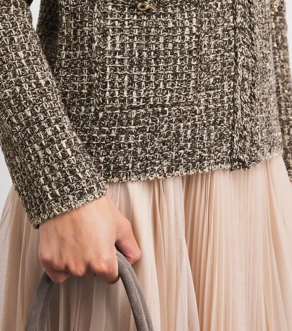 Fabiana Filippi Embellished Zip-up Tweed Cardigan