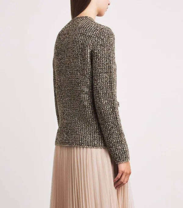 Fabiana Filippi Embellished Zip-up Tweed Cardigan