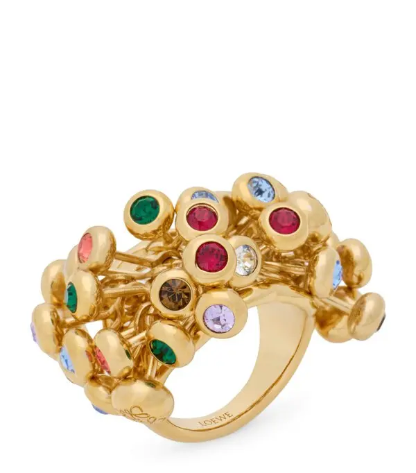 Loewe Crystal Embellished Push Pin Cocktail Ring