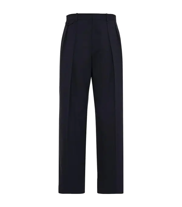 THE ROW Marcello Wool Straight Trousers - Navy