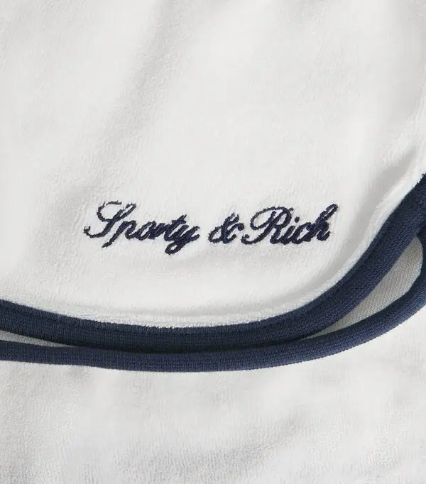 SPORTY & RICH Terry Cotton Signature Logo Shorts - White