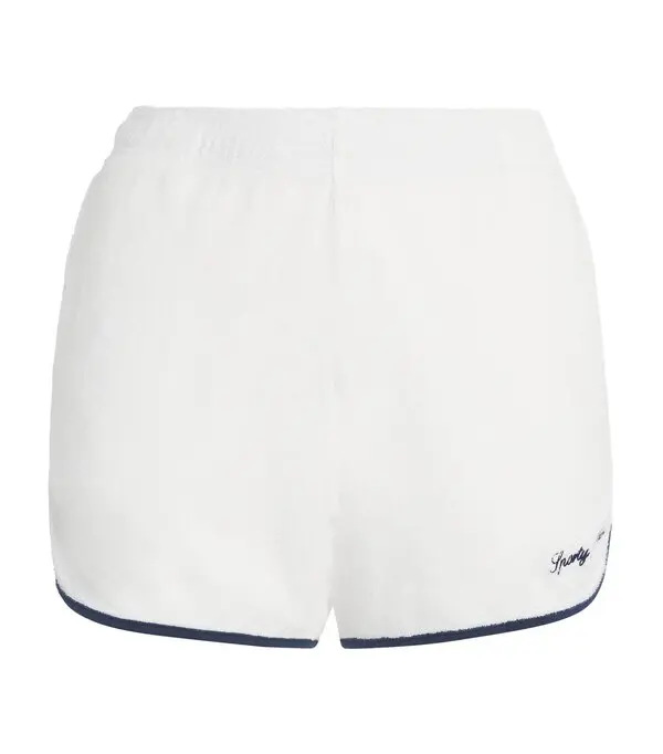 Sporty & Rich Terry Cotton Signature Logo Shorts - White