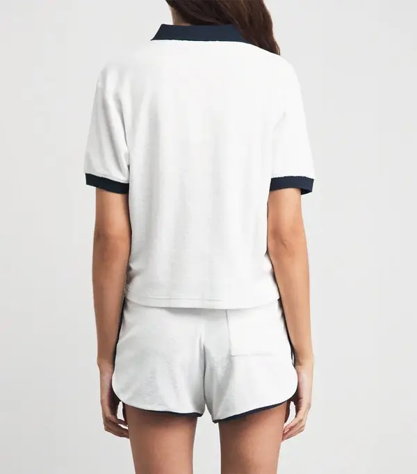 Sporty & Rich Terry Cotton Signature Logo Polo Shirt - White