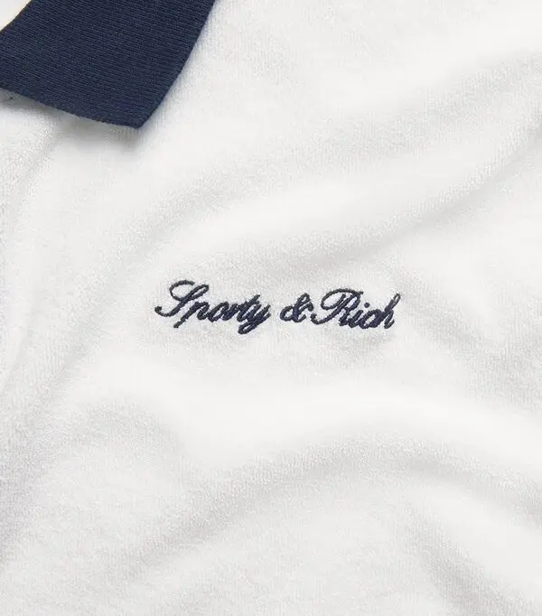 Sporty & Rich Terry Cotton Signature Logo Polo Shirt - White