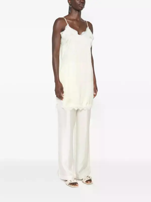 VICOLO Lace-trimmed Satin Finish Top